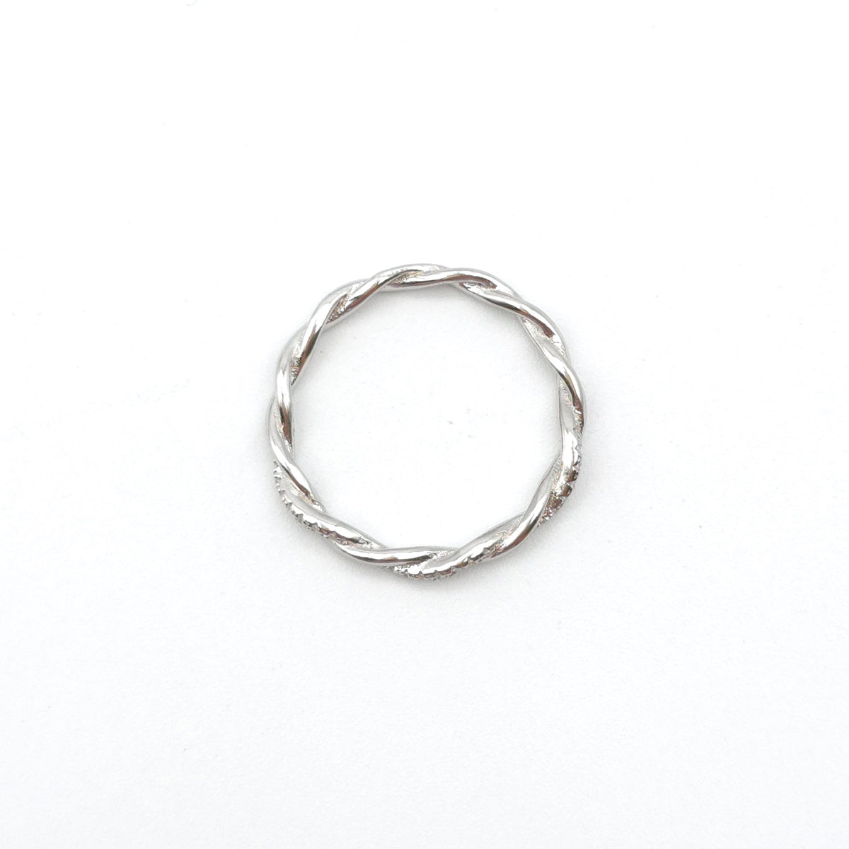 Twisted Silver and Cubic Zirconia Ring 3mm – RockaBELLA Jewellery